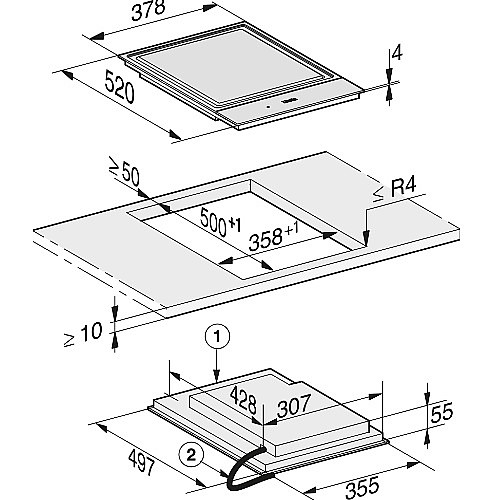 כיריים אינדוקציה דומינו 38 ס''מ TEPAN YAKI מבית MIELE מילה דגם CS 7632 ...