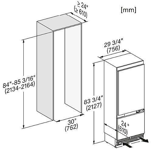 מקרר אינטגרלי מקפיא תחתון 76 ס''מ מבית MIELE מילה דגם KF 2801 Vi | X-PRESS